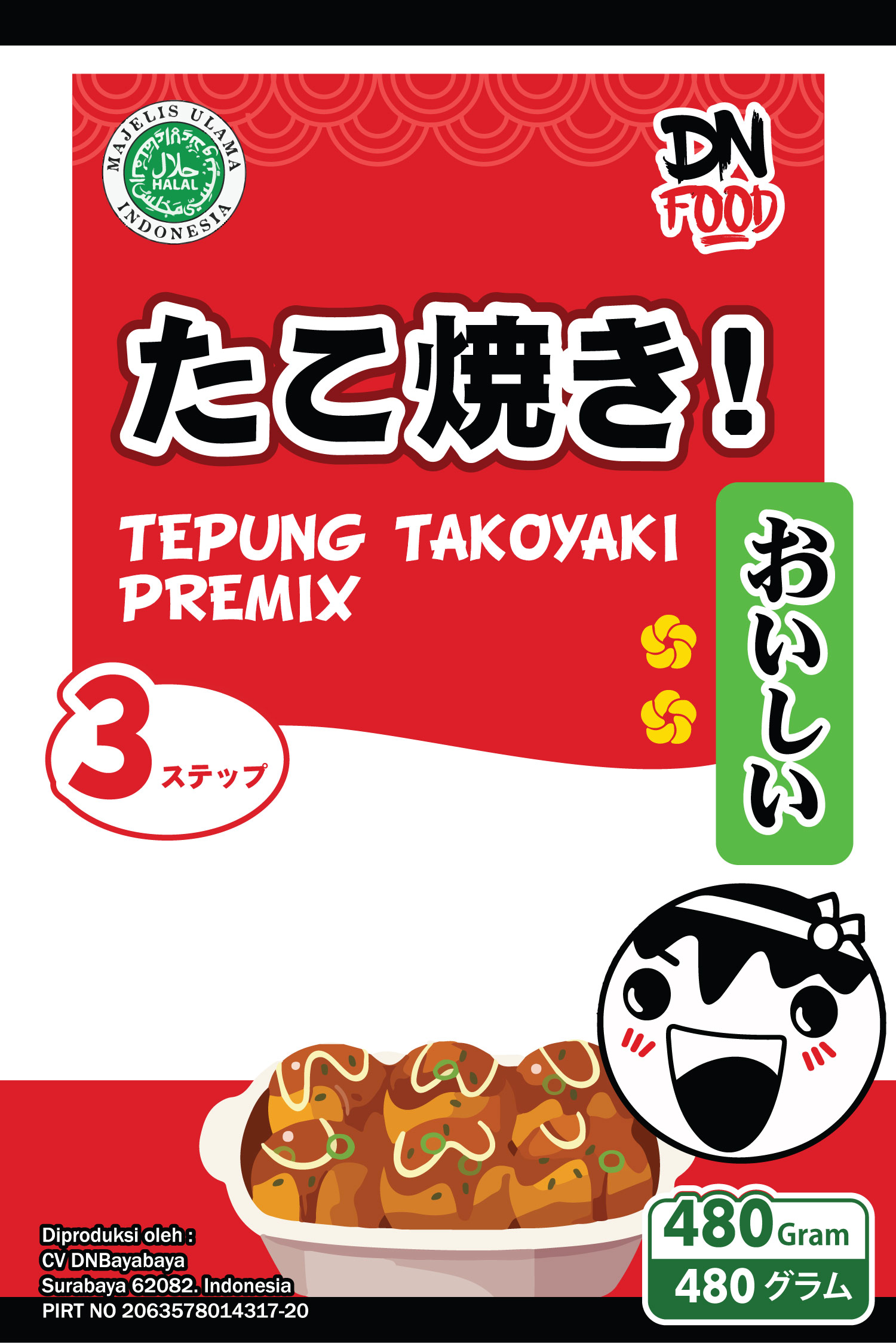 desain kemasan tepung takoyaki dn food • Attachment