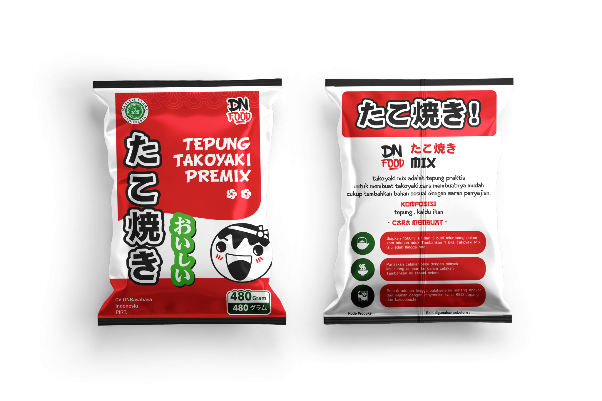 Desain Kemasan Tepung Takoyaki DN FOOD, Portofolio